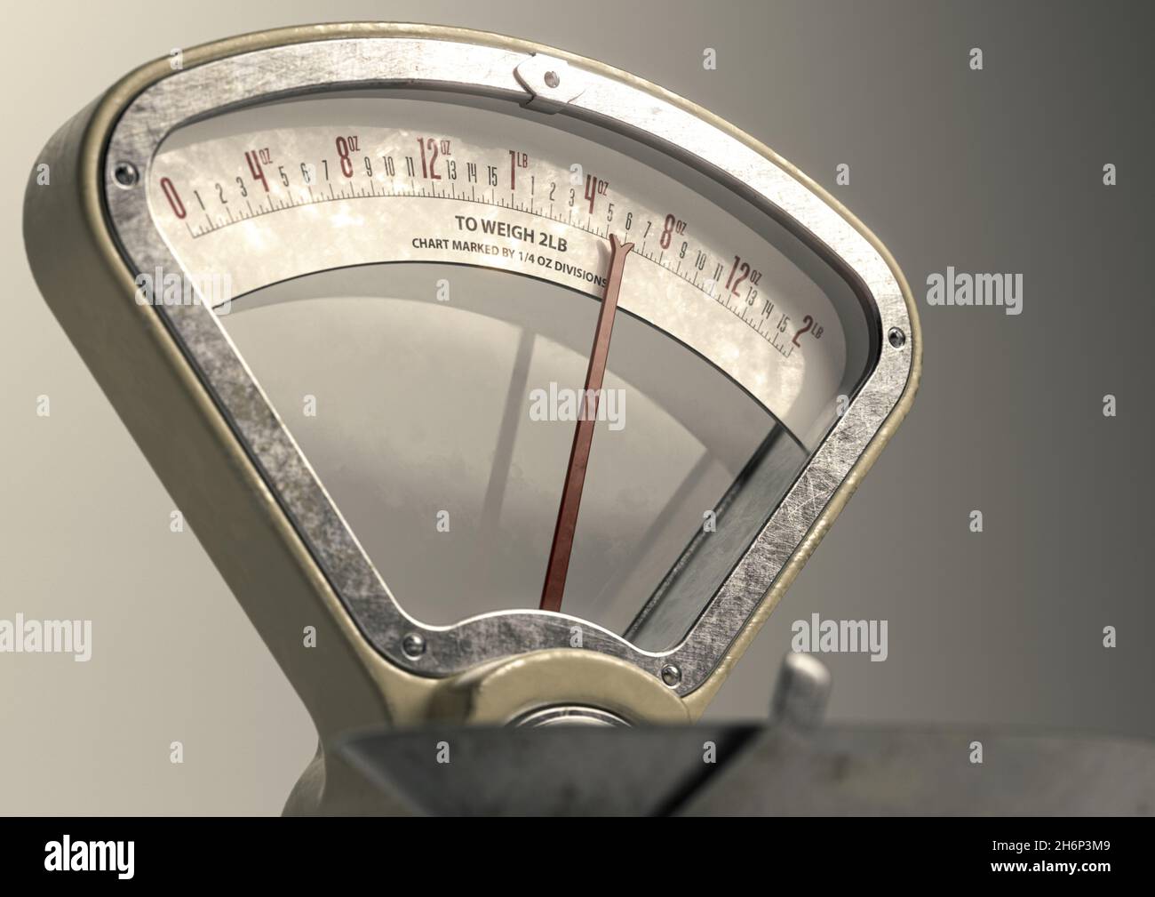A vintage grocery shop food scale from the 60's on an isolated white ...