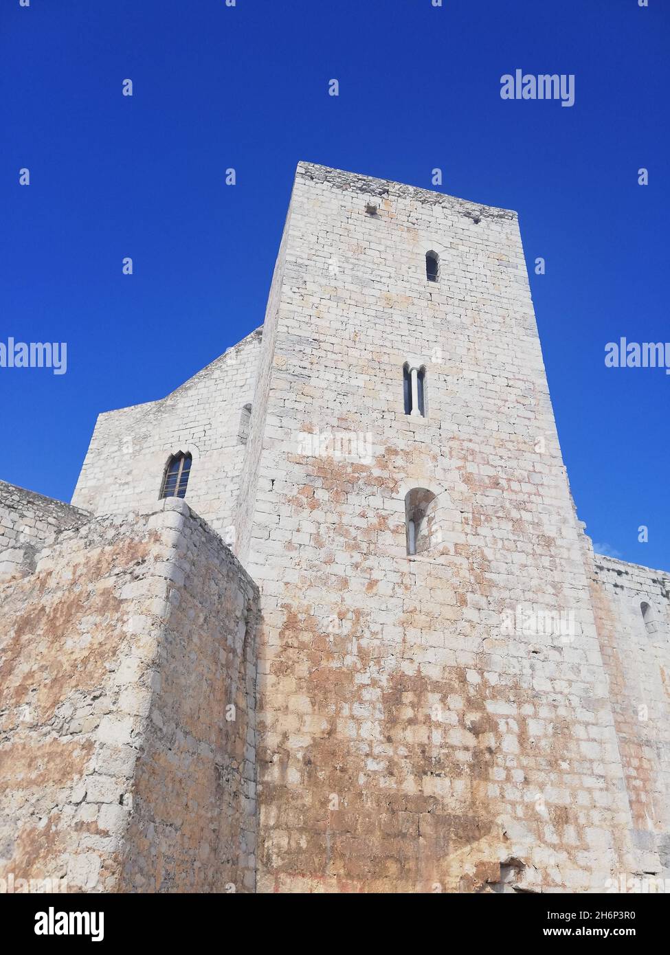Vertical shot of an old castle in Peniscola a medieval walled town near ...