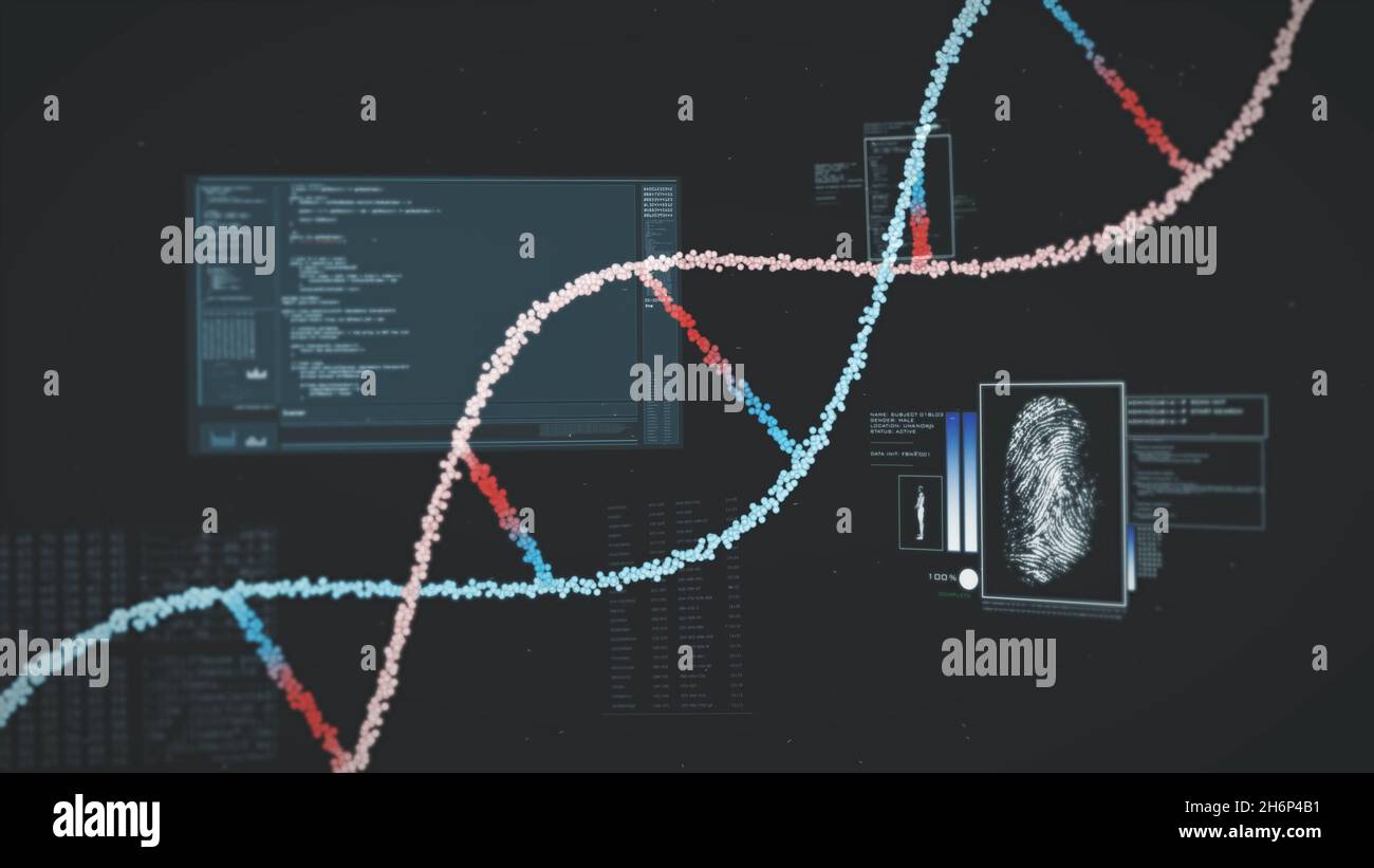 Crime scene DNA analysis screen with a fingerprint Stock Photo - Alamy