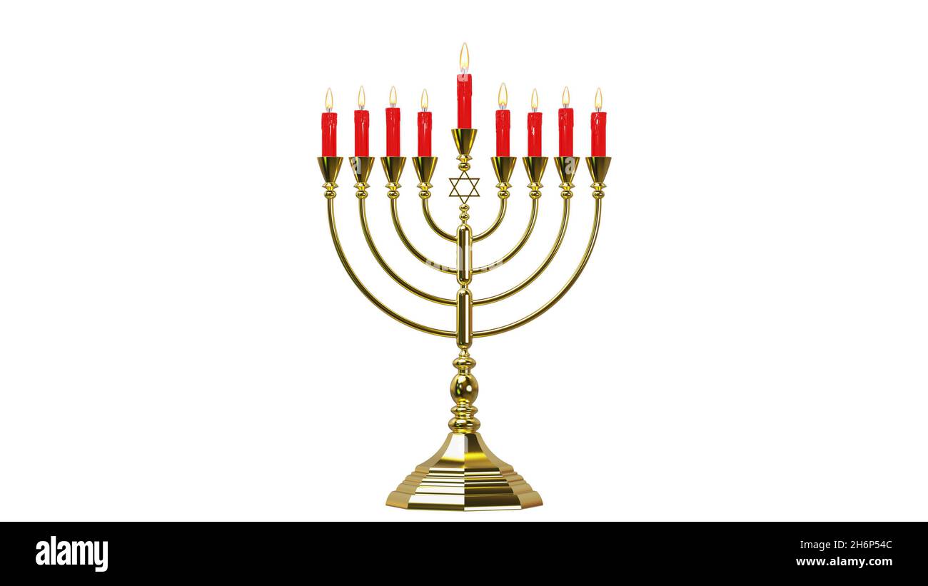 Hebrew Menorah of Hanukkah. 3D render Stock Photo - Alamy