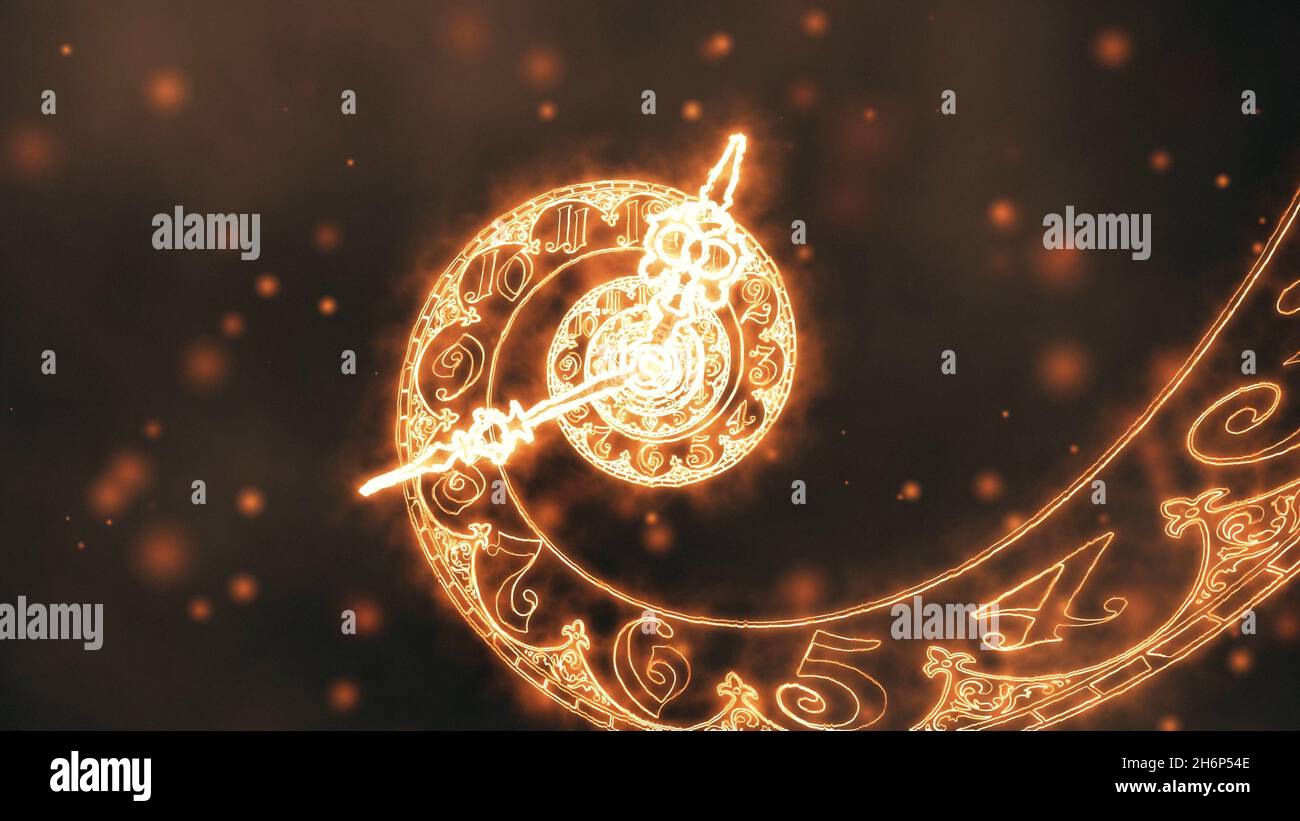 Classic fire spiral dial endlessly moving towards the camera.3D render ...