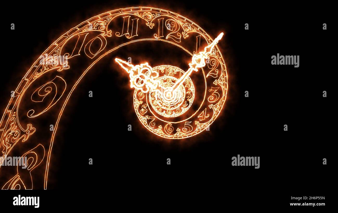 Classic fire spiral dial endlessly moving towards the camera.3D render ...