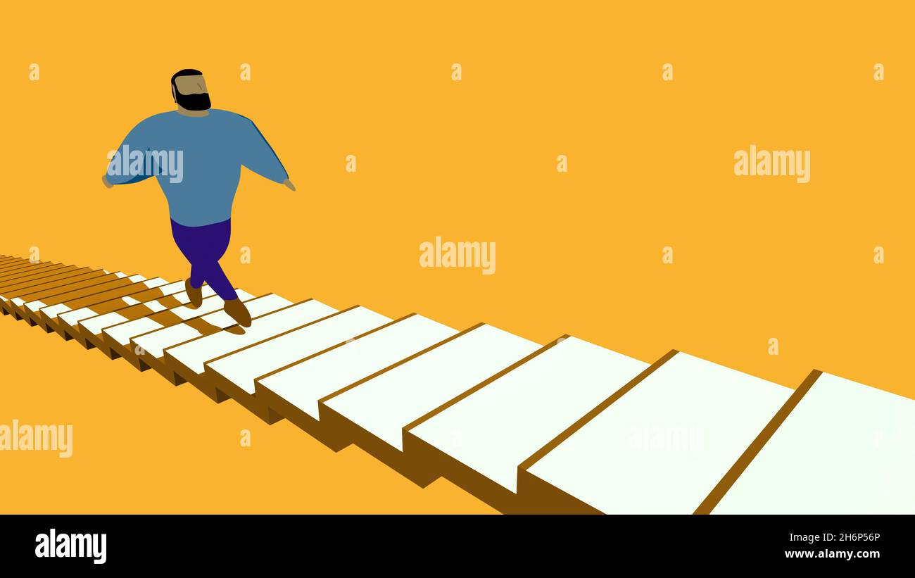 Cartoon man climbing stairs hi-res stock photography and images - Alamy
