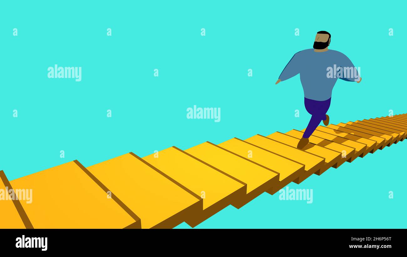 Cartoon man climbing stairs hi-res stock photography and images - Alamy