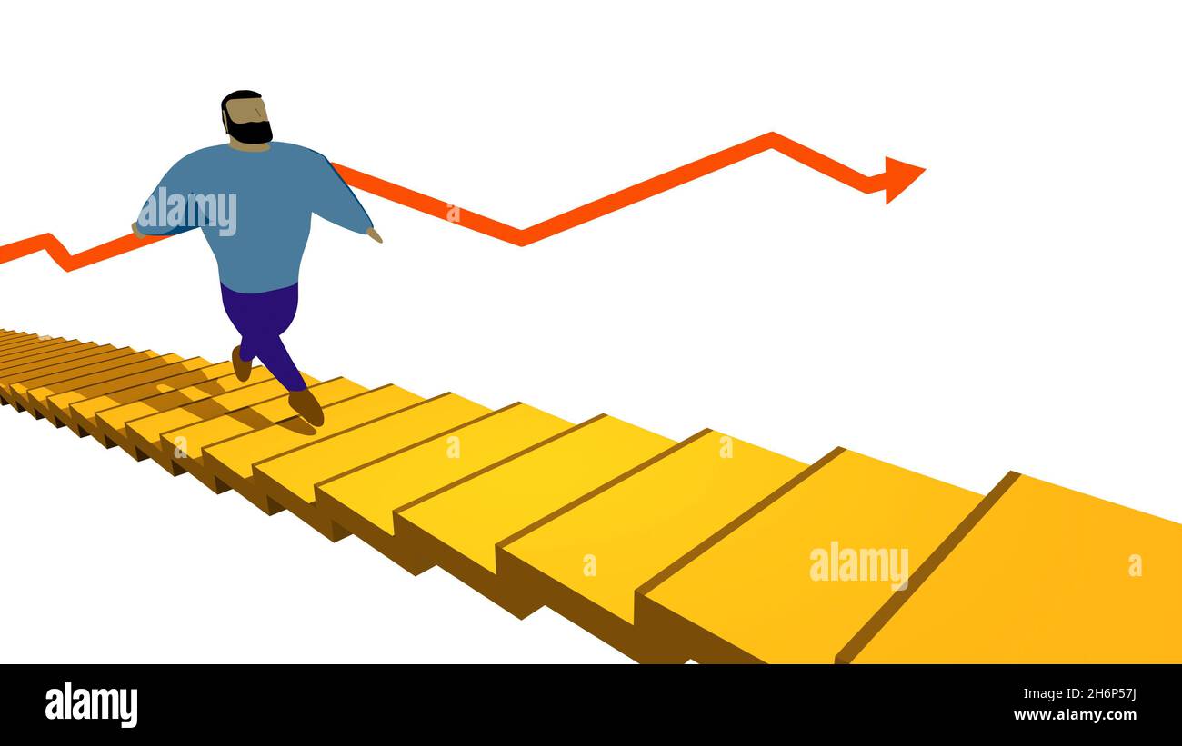 Cartoon man climb the stairs Stock Photo - Alamy