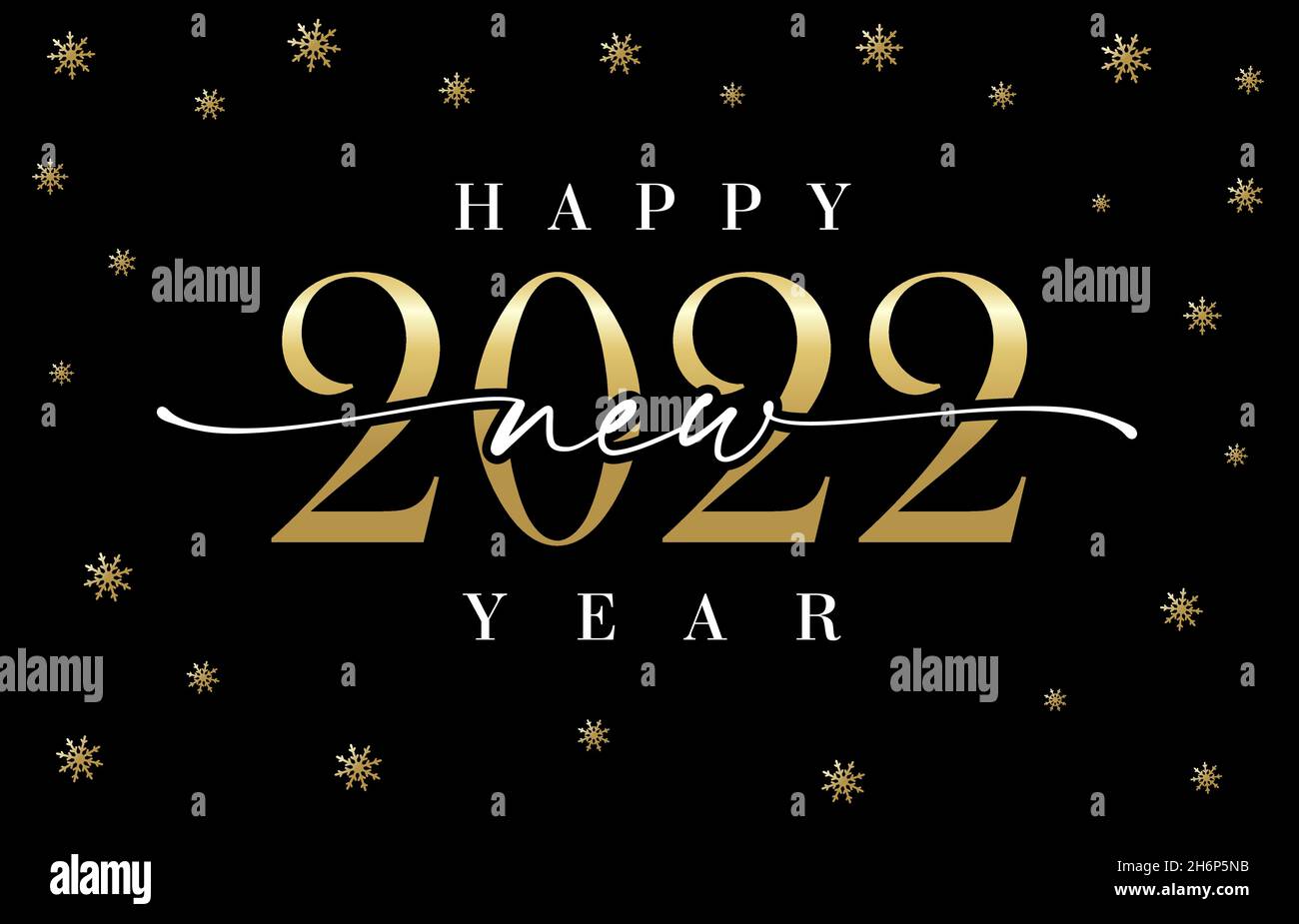 2022 New Year golden calligraphy on black background. Cover background ...