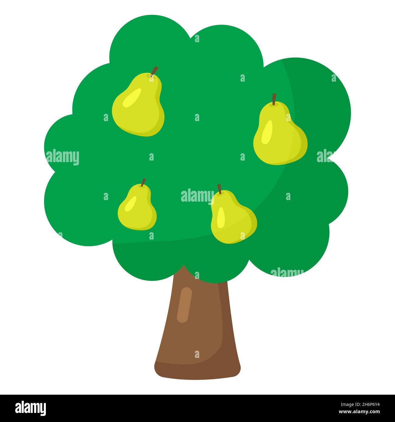 Tree with pears, vector illustration in cartoon flat style. Natural ...