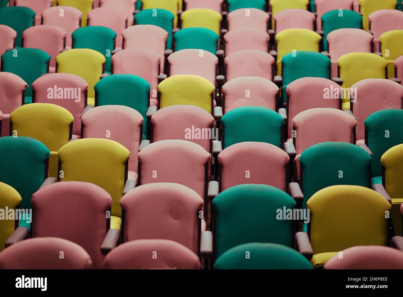 Close up shot of empty seats in a row Stock Photo - Alamy