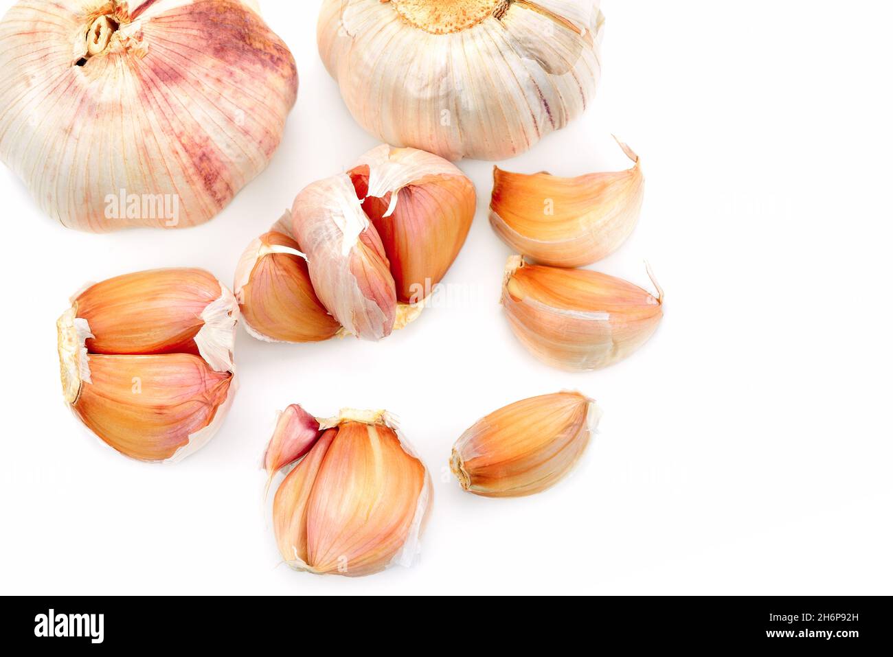 Fresh garlic isolated on white background. Free space for text Stock ...