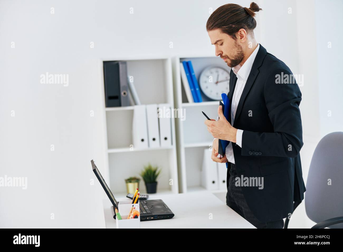 manager office work blue document folder technology Stock Photo - Alamy