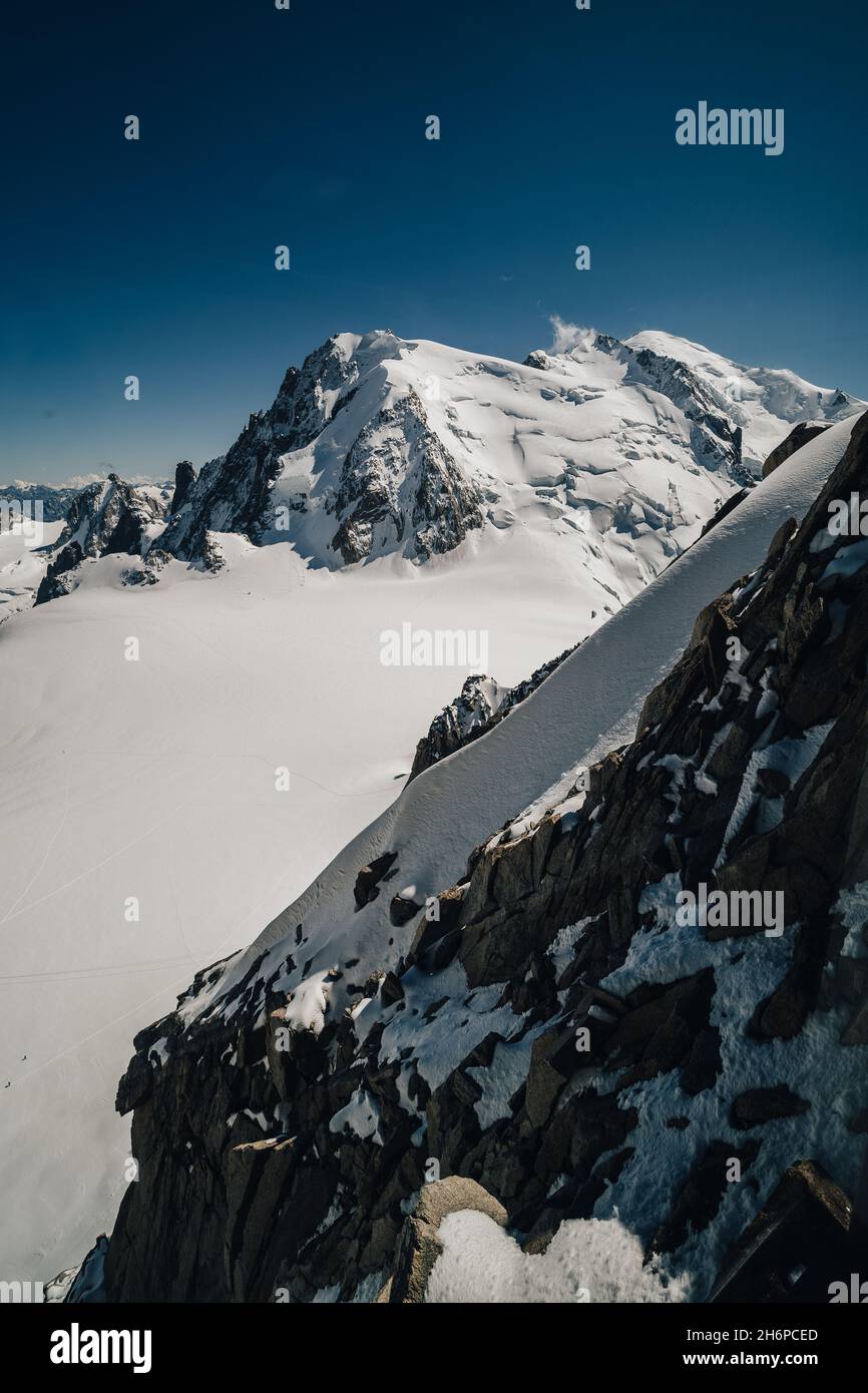 View of famous Mont Blanc du Tacul from Aiguille Midi Stock Photo - Alamy