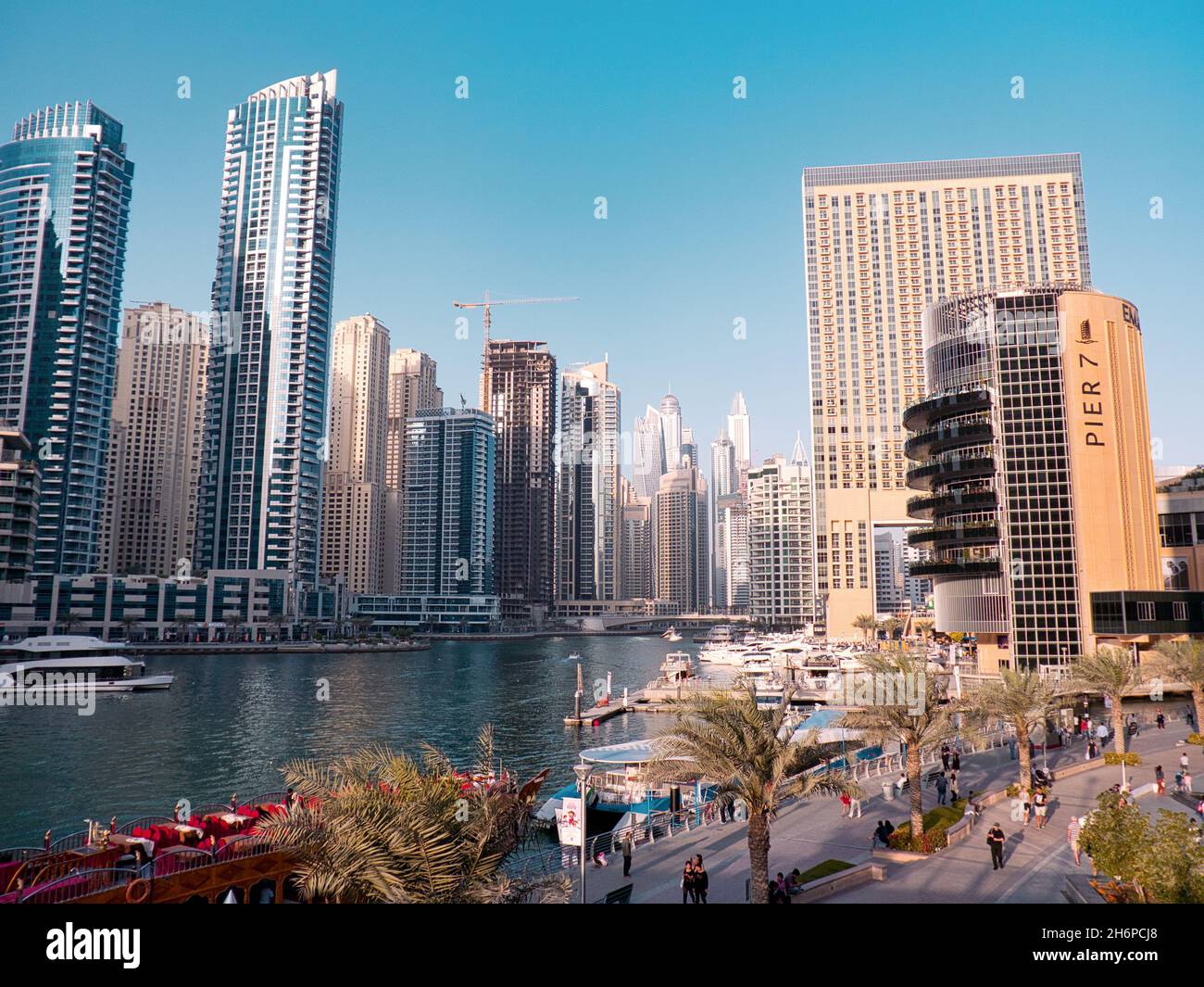 DUBAI, UNITED ARAB EMIRATES - Dec 28, 2017: Skyline of the city of ...