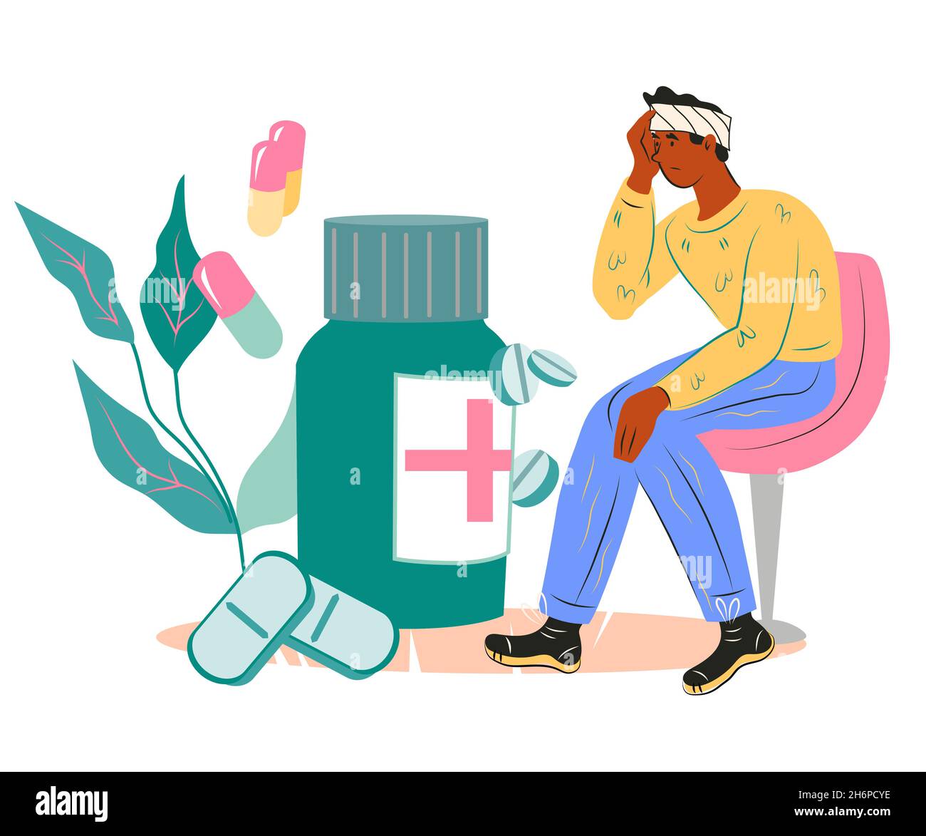 Healthcare and pharmacy, medicine flat cartoon vector illustration ...