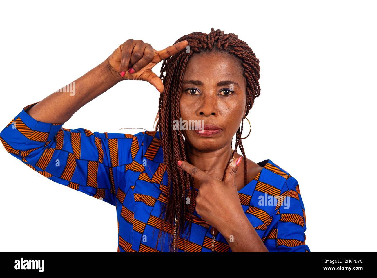 beautiful adult woman making a portrait or photo frame with hands Stock ...