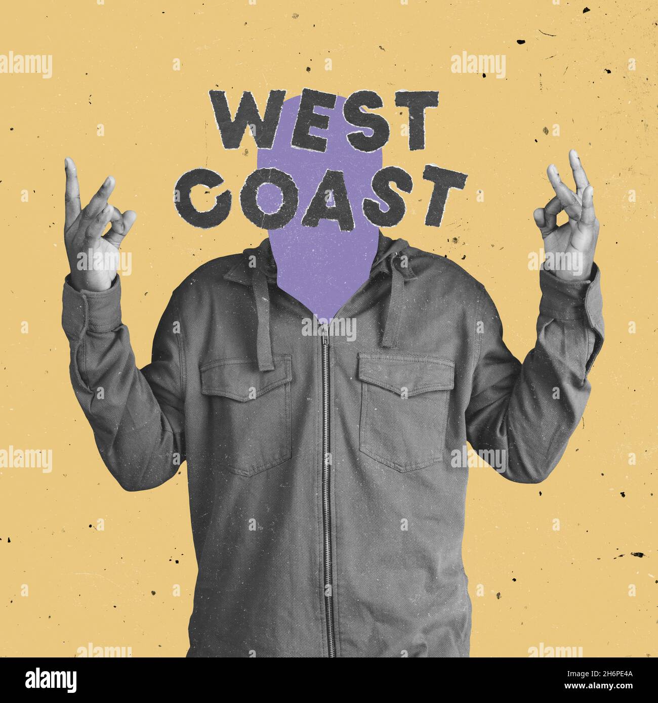 Conceptual Portrait Of Faceless Man With West Coast Instead Face Human