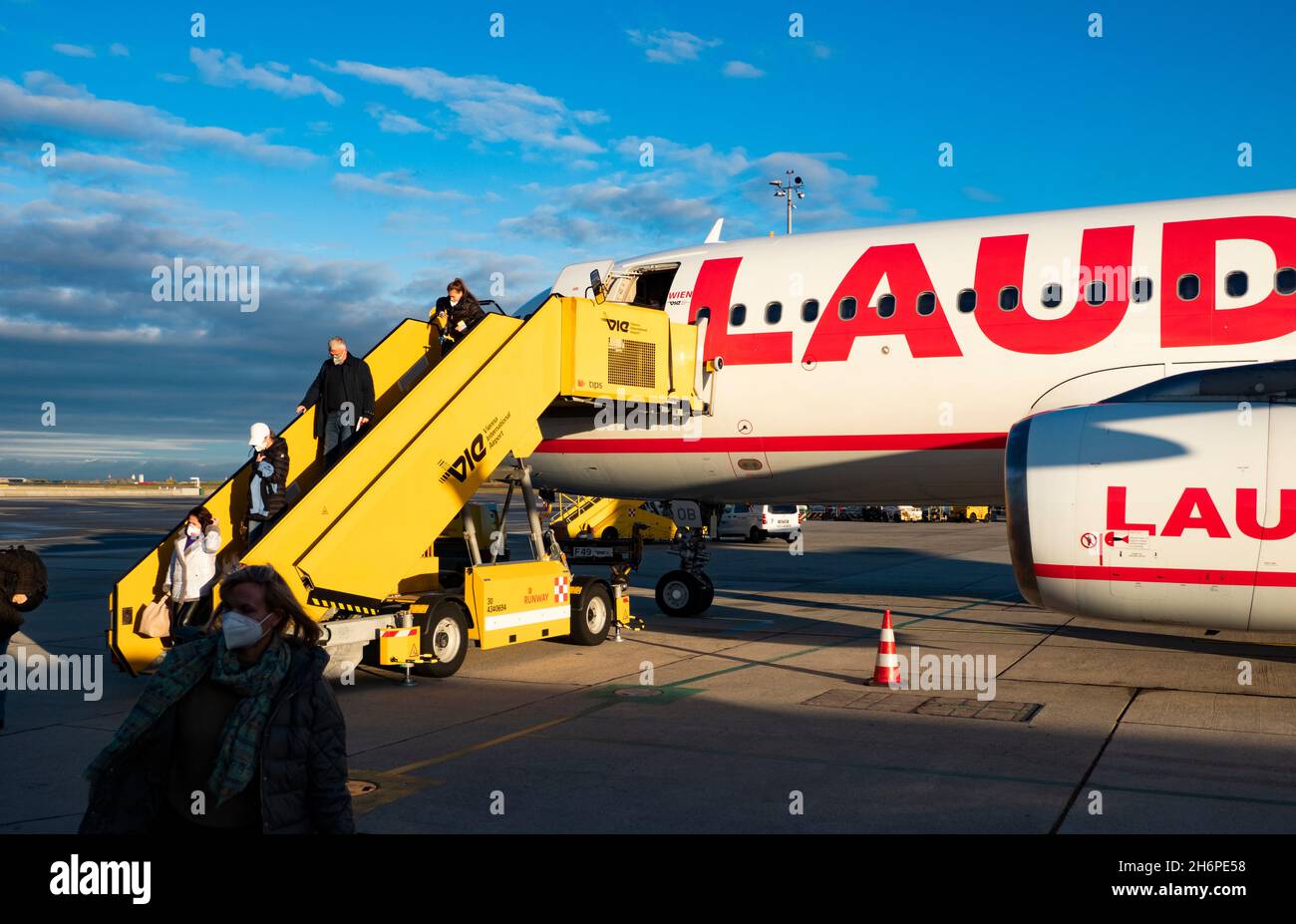 A Lauda Air aircraft at Vienna Airport Stock Photo - Alamy