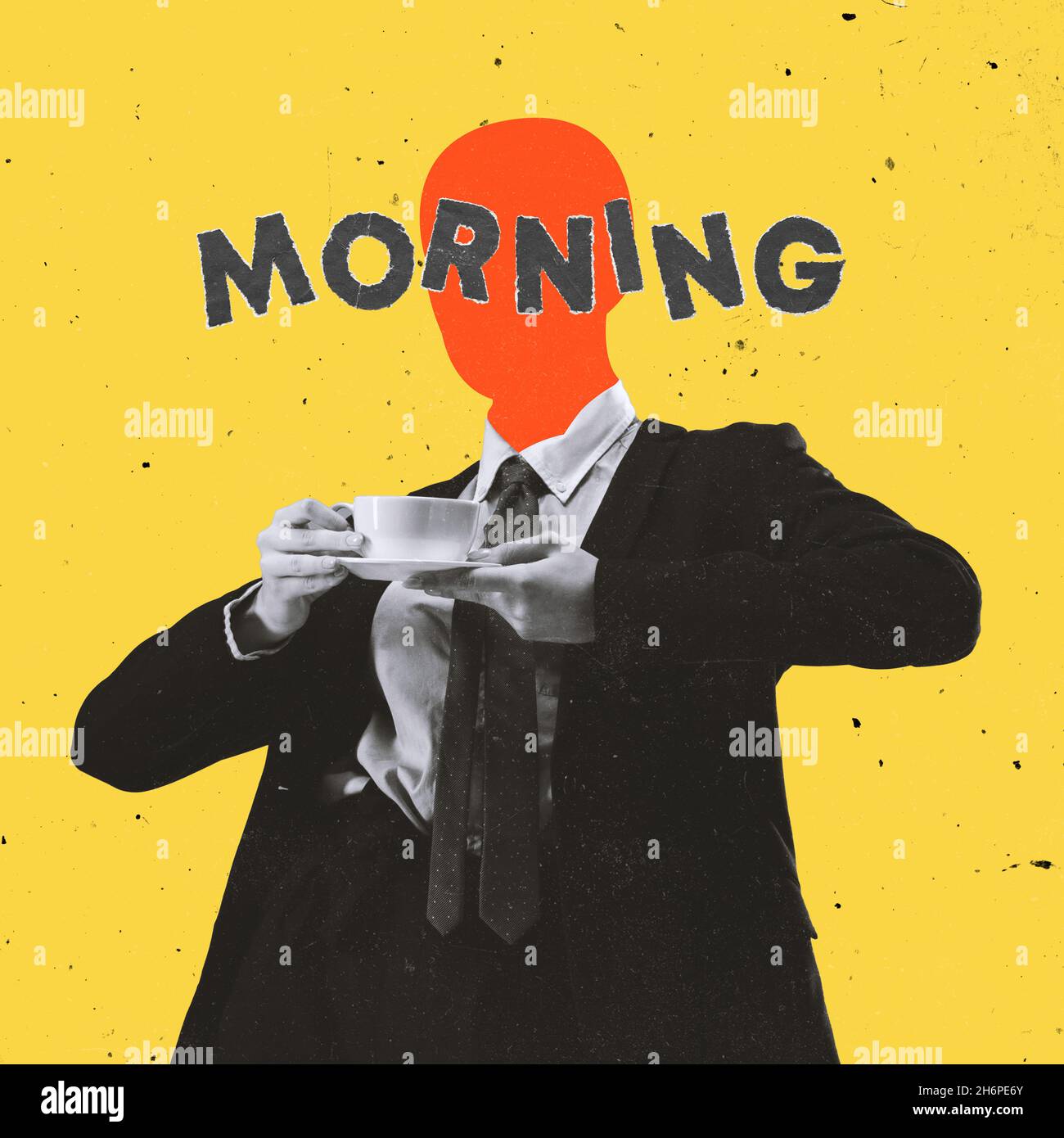 Conceptual Portrait Of Faceless Woman With Word Morning Instead Face