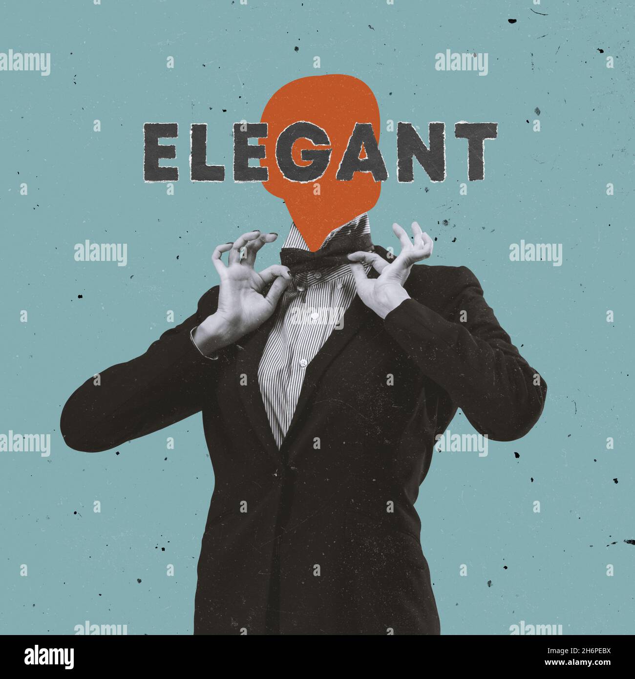 Contemporary art collage. Conceptual portrait of faceless woman with ...