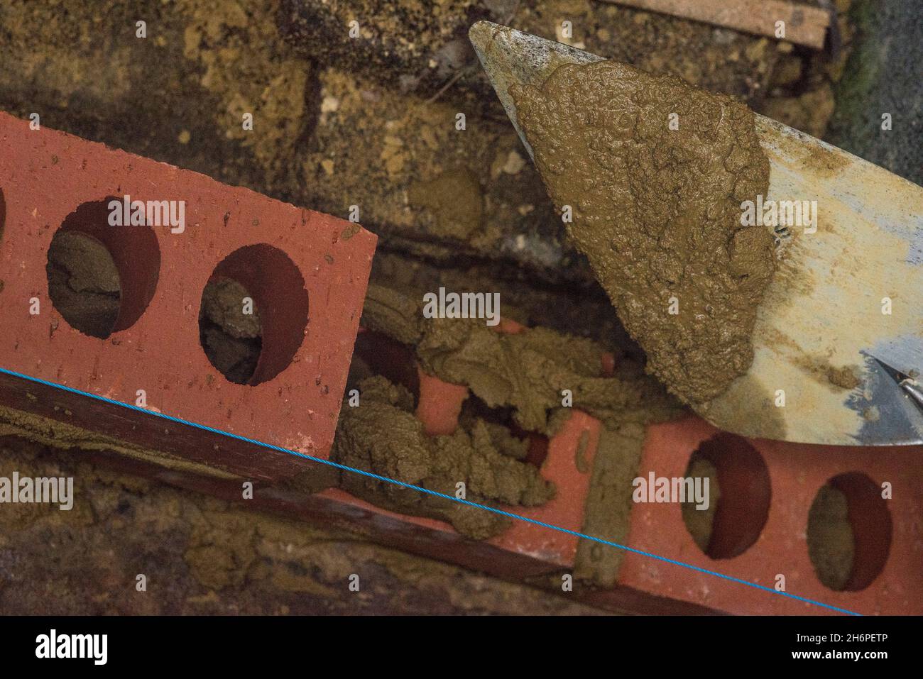 Bricklaying engineering bricks. Occupation: Bricklayer. Construction ...