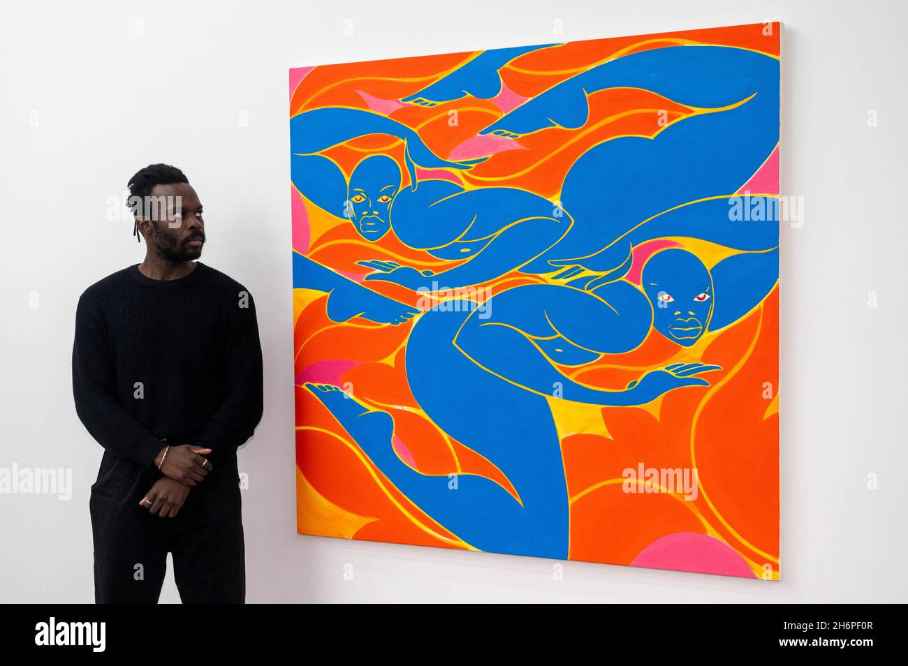 London, UK. 17 November 2021. Artist Tunji Adeniyi-Jones poses with his ...