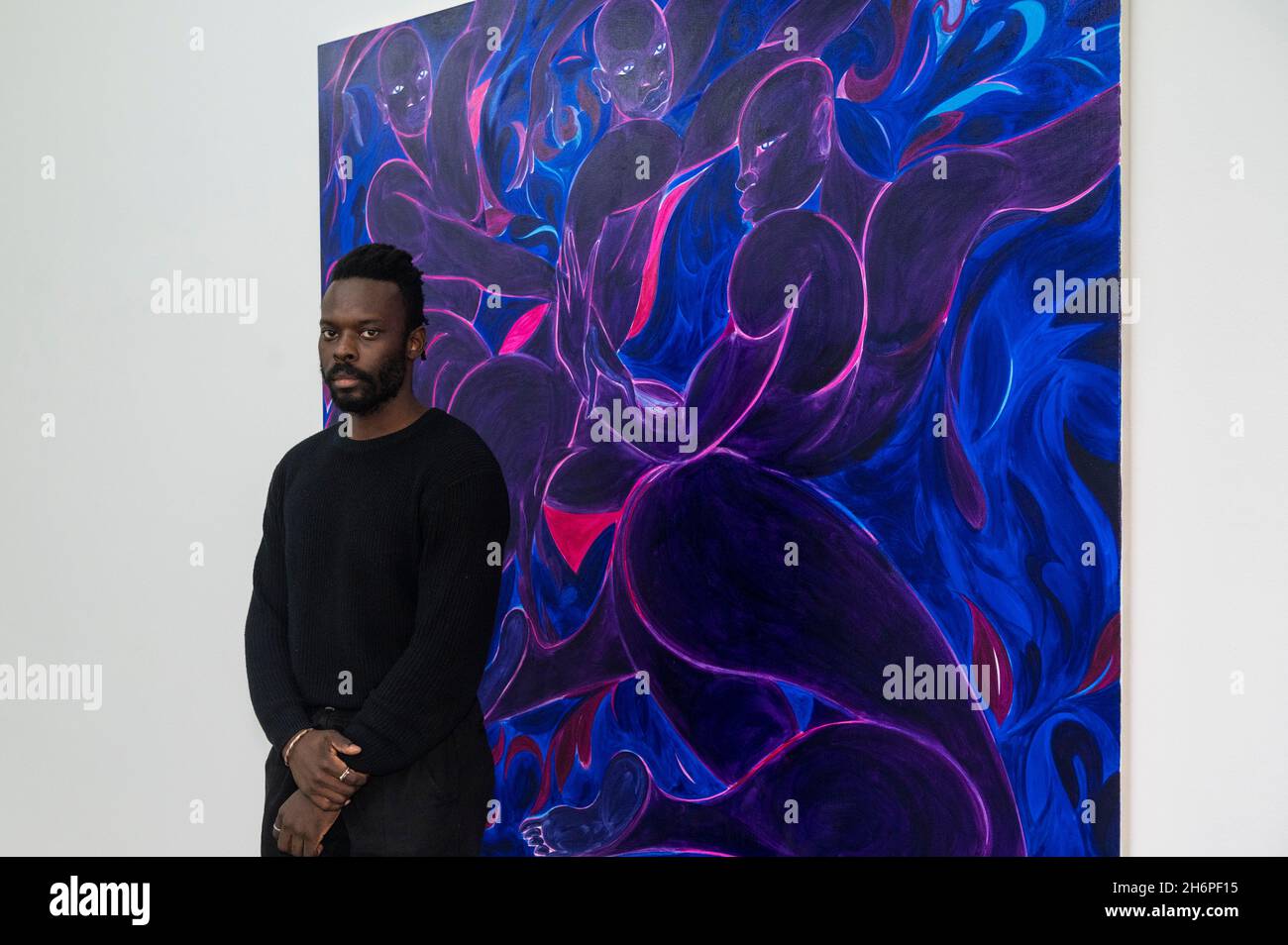 London, UK. 17 November 2021.Artist Tunji Adeniyi-Jones poses with his ...