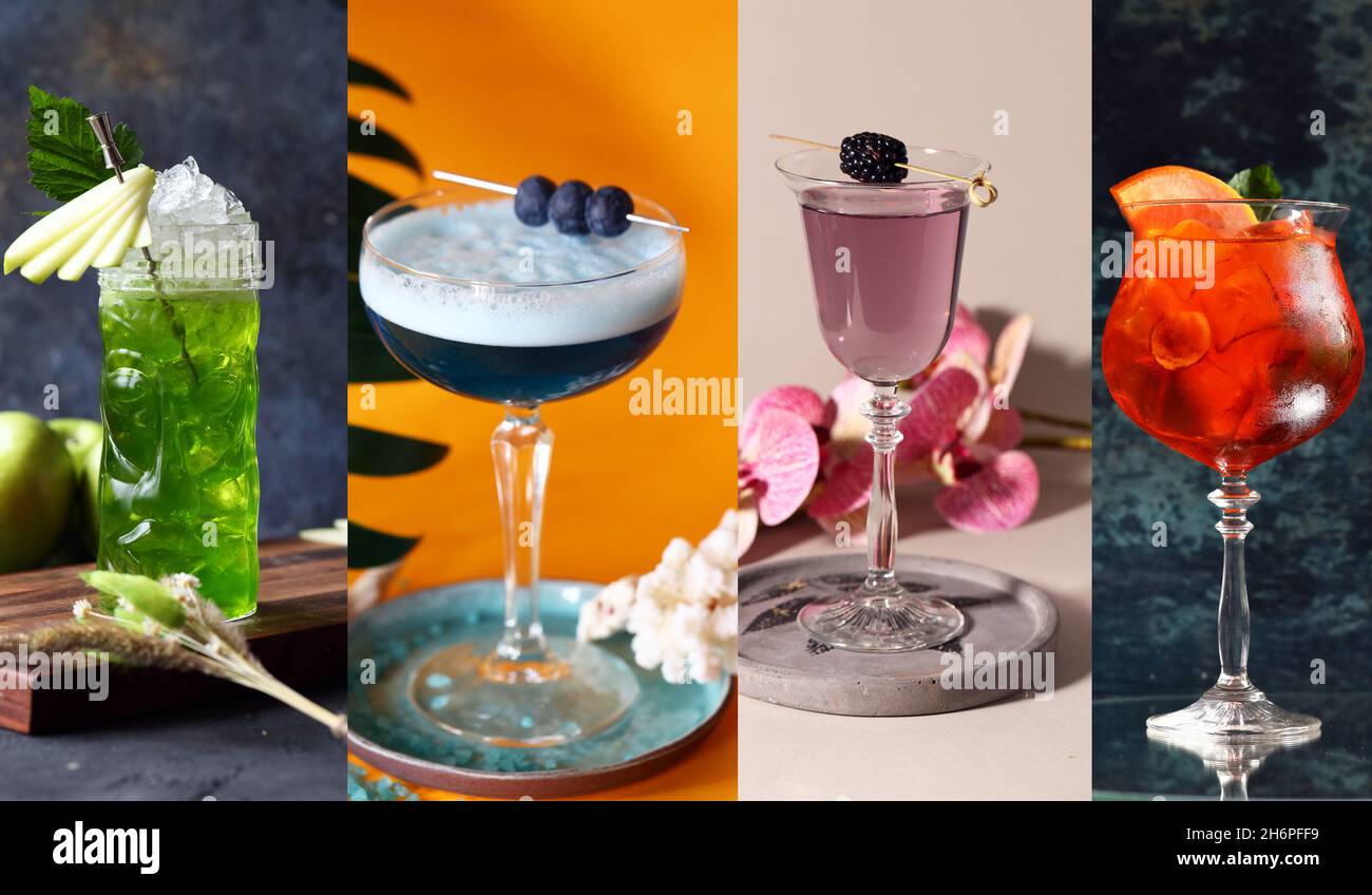 collage of various alcoholic cocktails Stock Photo - Alamy