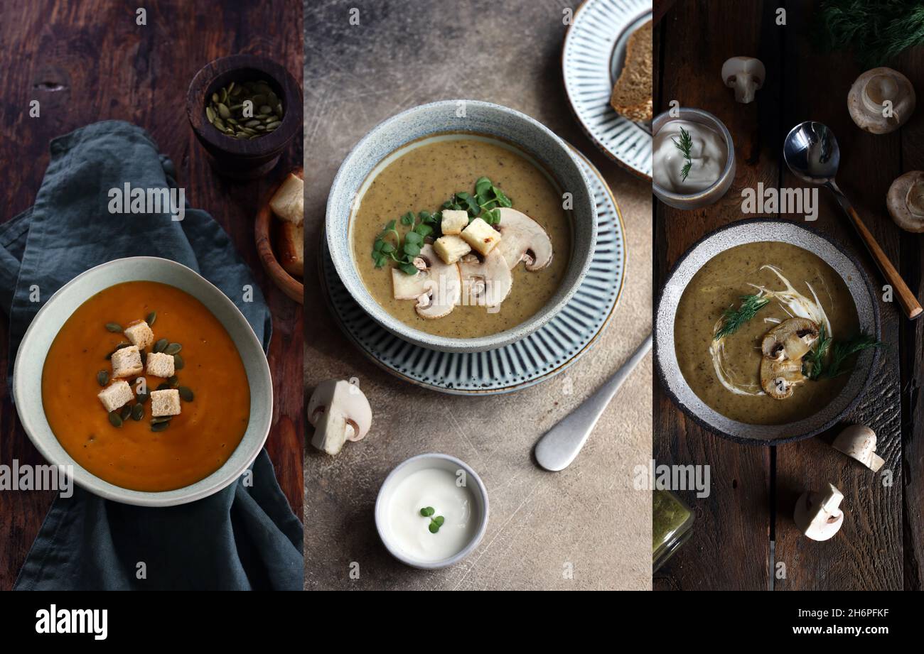 Collage menu different soups tomato hi-res stock photography and images ...
