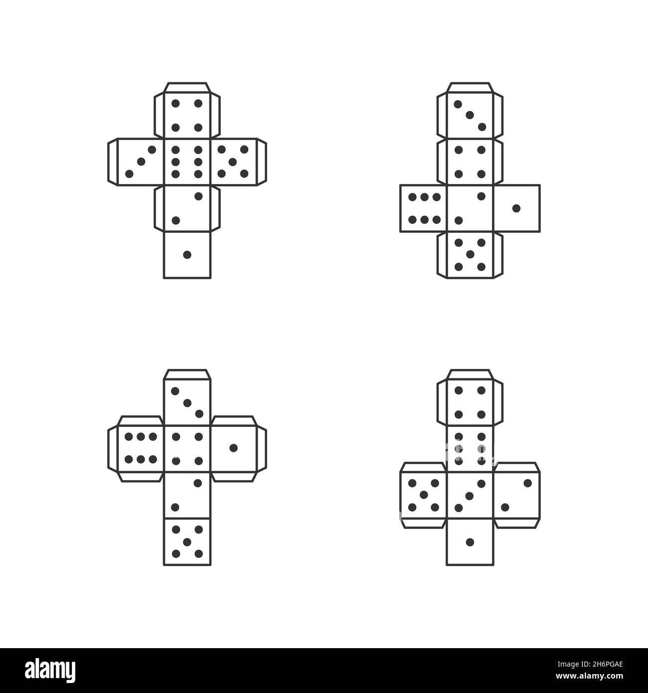 Dices outline contour black vector isolated on white background Stock ...