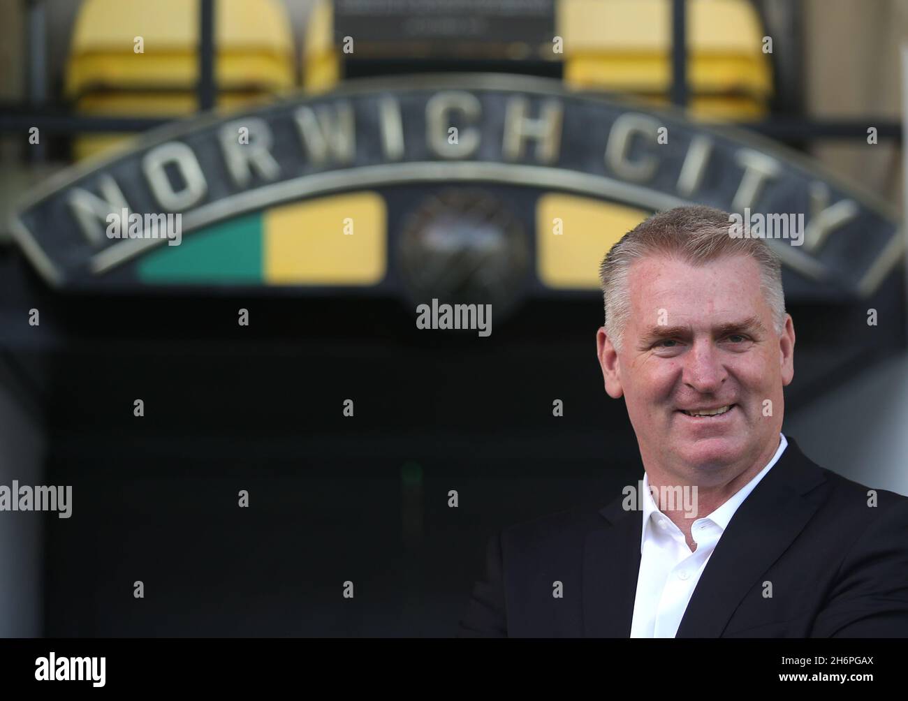 Norwich City's new manager Dean Smith on the pitch after a press ...