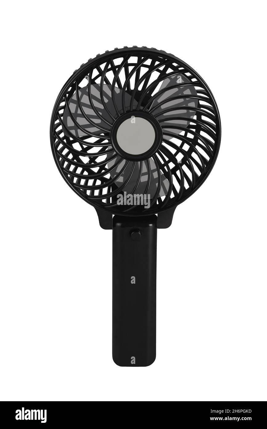 Mini Hand Held Electric Fan on White Blackground Stock Photo - Alamy