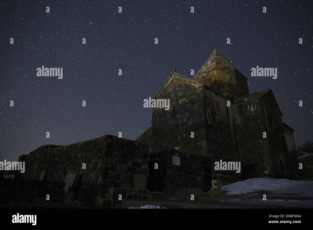Beautiful shot of a church under the starry night Stock Photo - Alamy