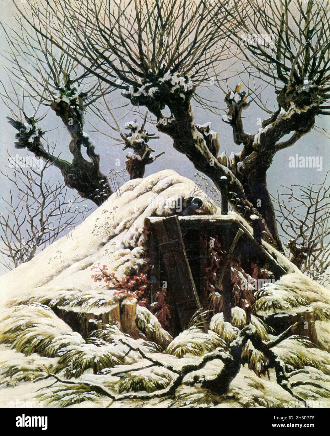 Caspar David Friedrich, Snow covered hut (Cabin in the Snow), painting ...