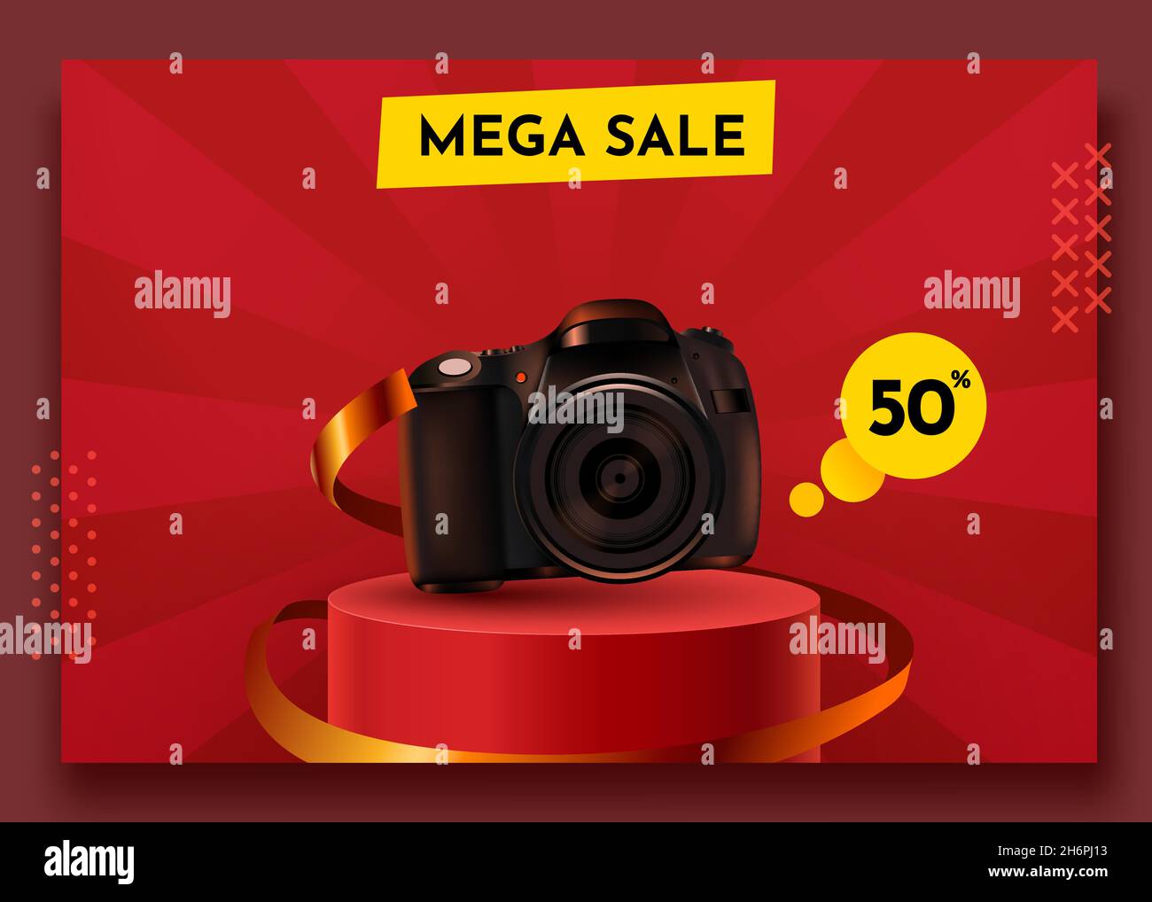 Sale social media post template with photo camera. Premium product ...