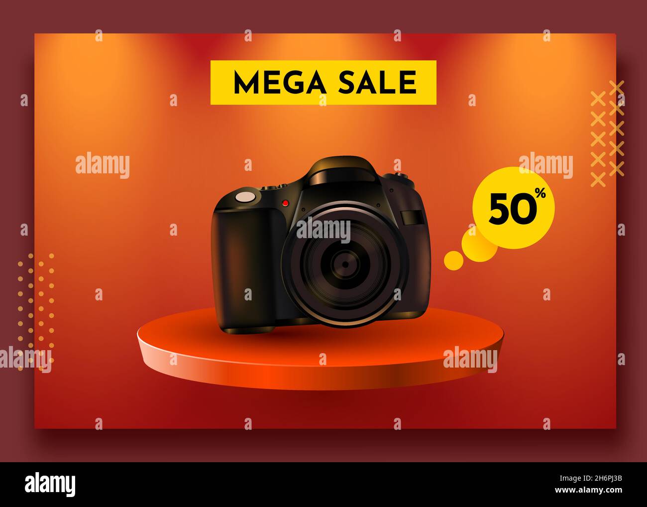 Sale social media post template with photo camera. Premium product ...