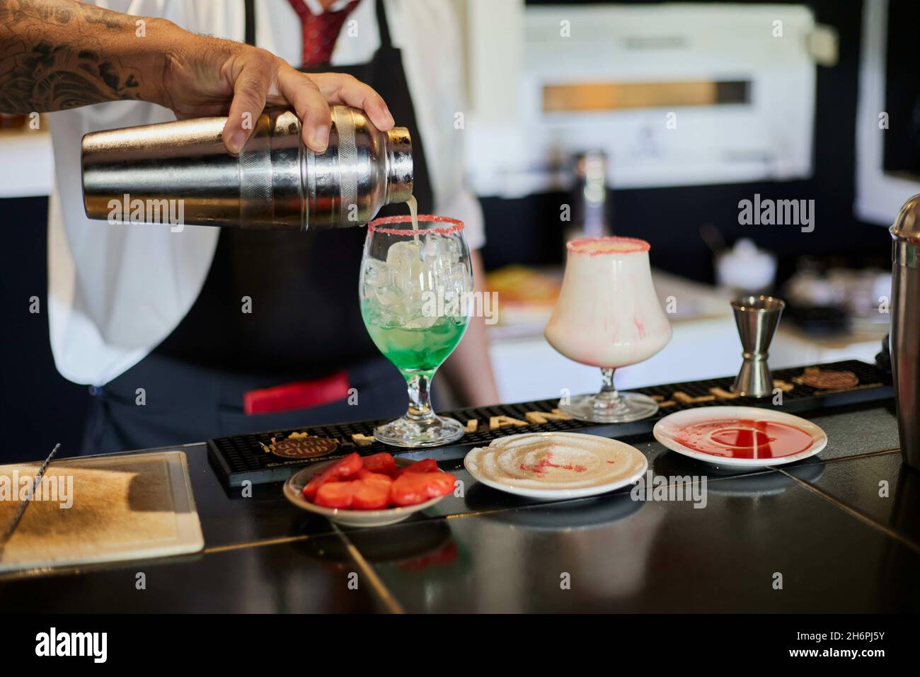 Selective focus shot of preparation of a cocktail in a Havana bar Stock ...
