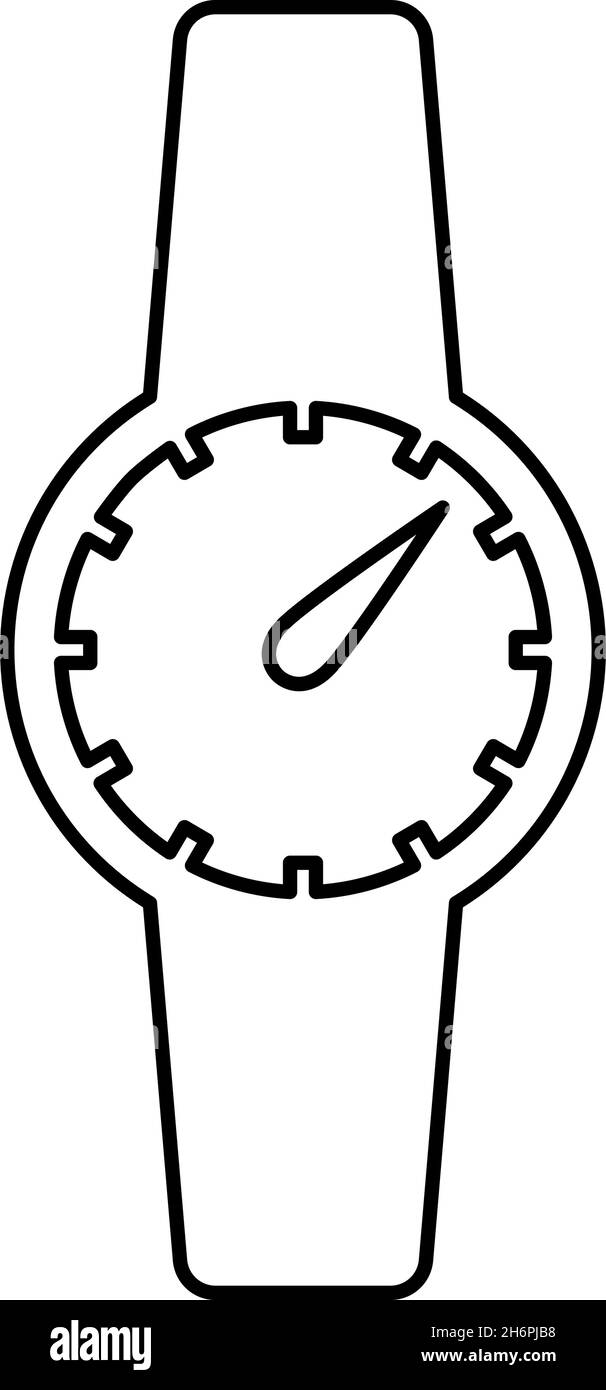 Hand clock contour outline icon black color vector illustration flat ...