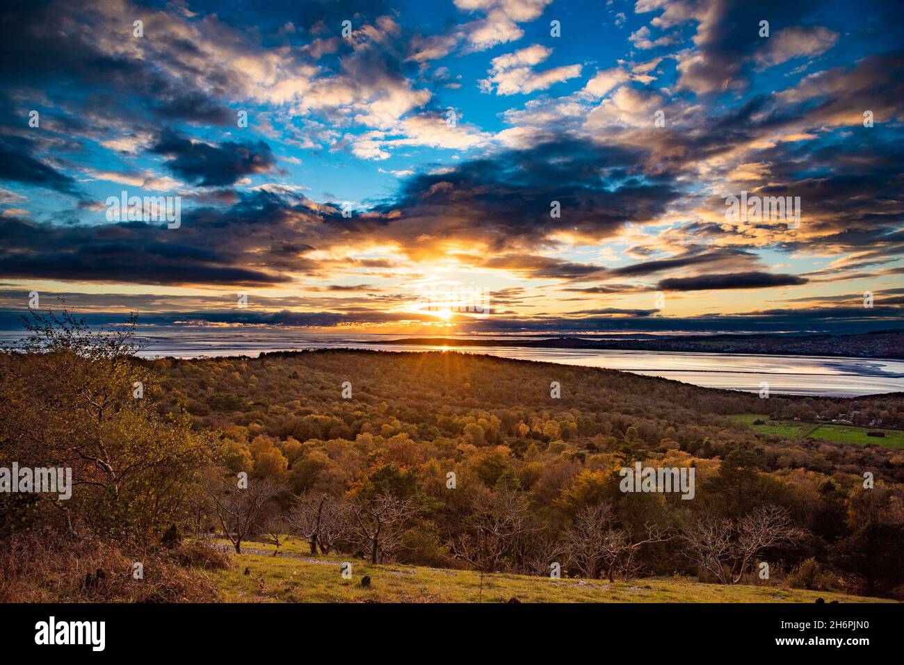 Sunset over Morecambe Bay from Arnside Knott, Arnside, Milnthorpe ...