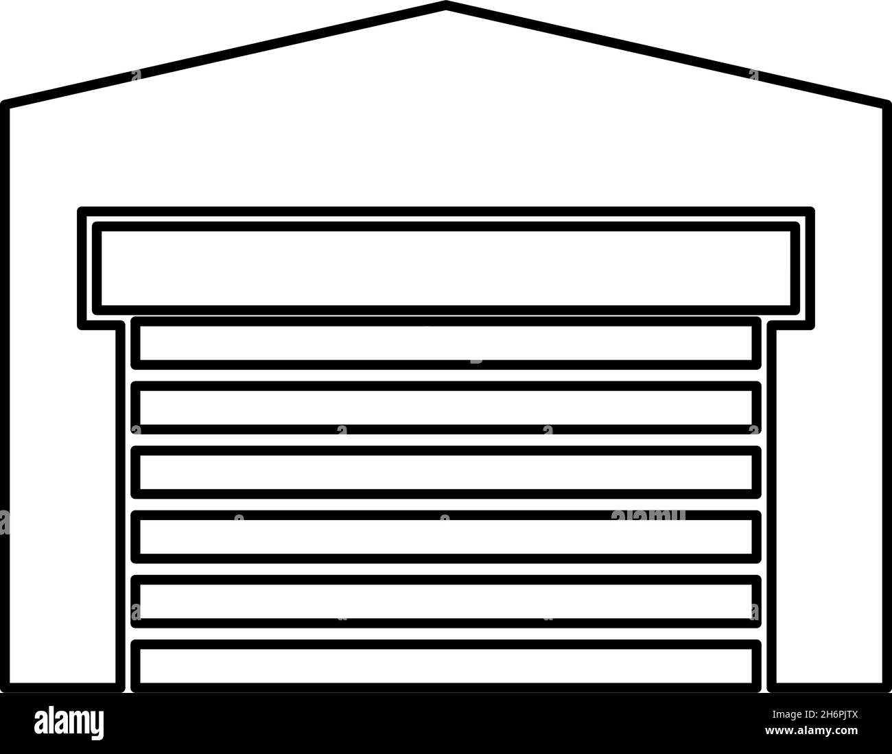 Home garage facade structure outline Black and White Stock Photos ...