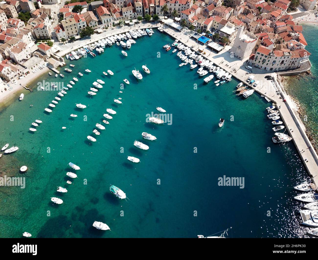 Top view of many boats in the sea and buildings Stock Photo - Alamy