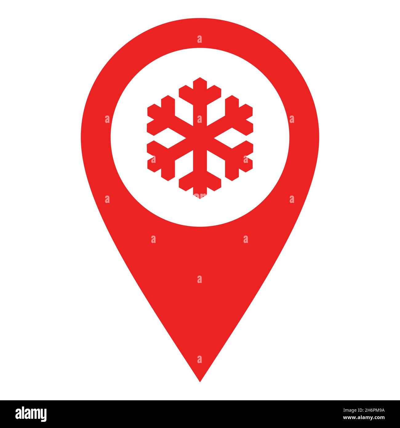 Snow flake and location pin Stock Photo - Alamy