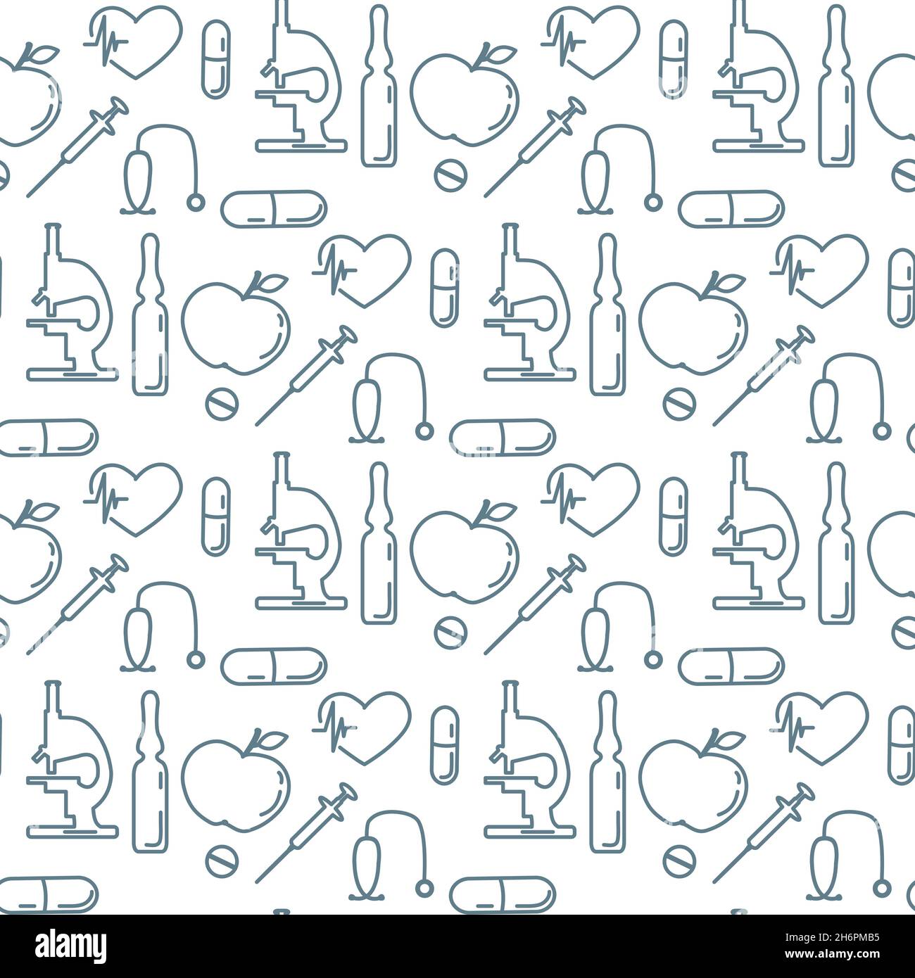 Medical Seamless pattern Vector illustration Cardiogram Pills Ampoule ...