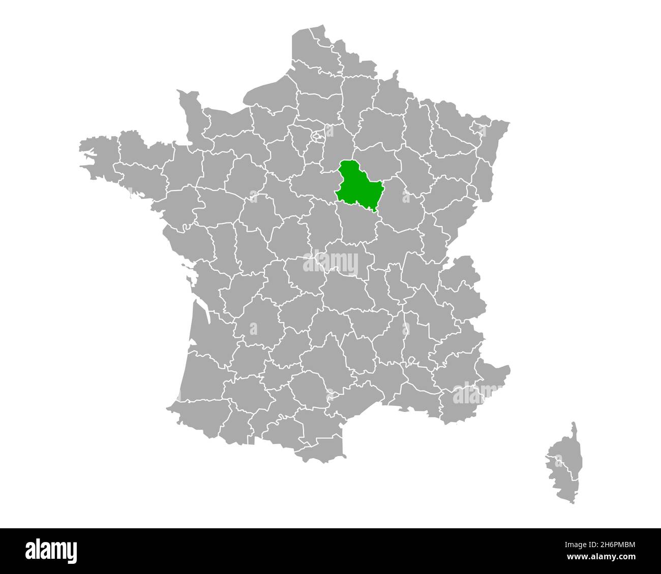 Map of Yonne in France Stock Photo - Alamy