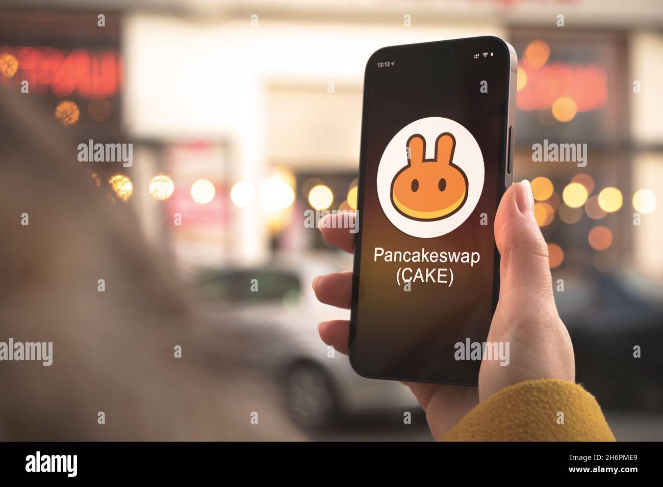 Pancakeswap cryptocurrency symbol, CAKE logo. Business and financial ...