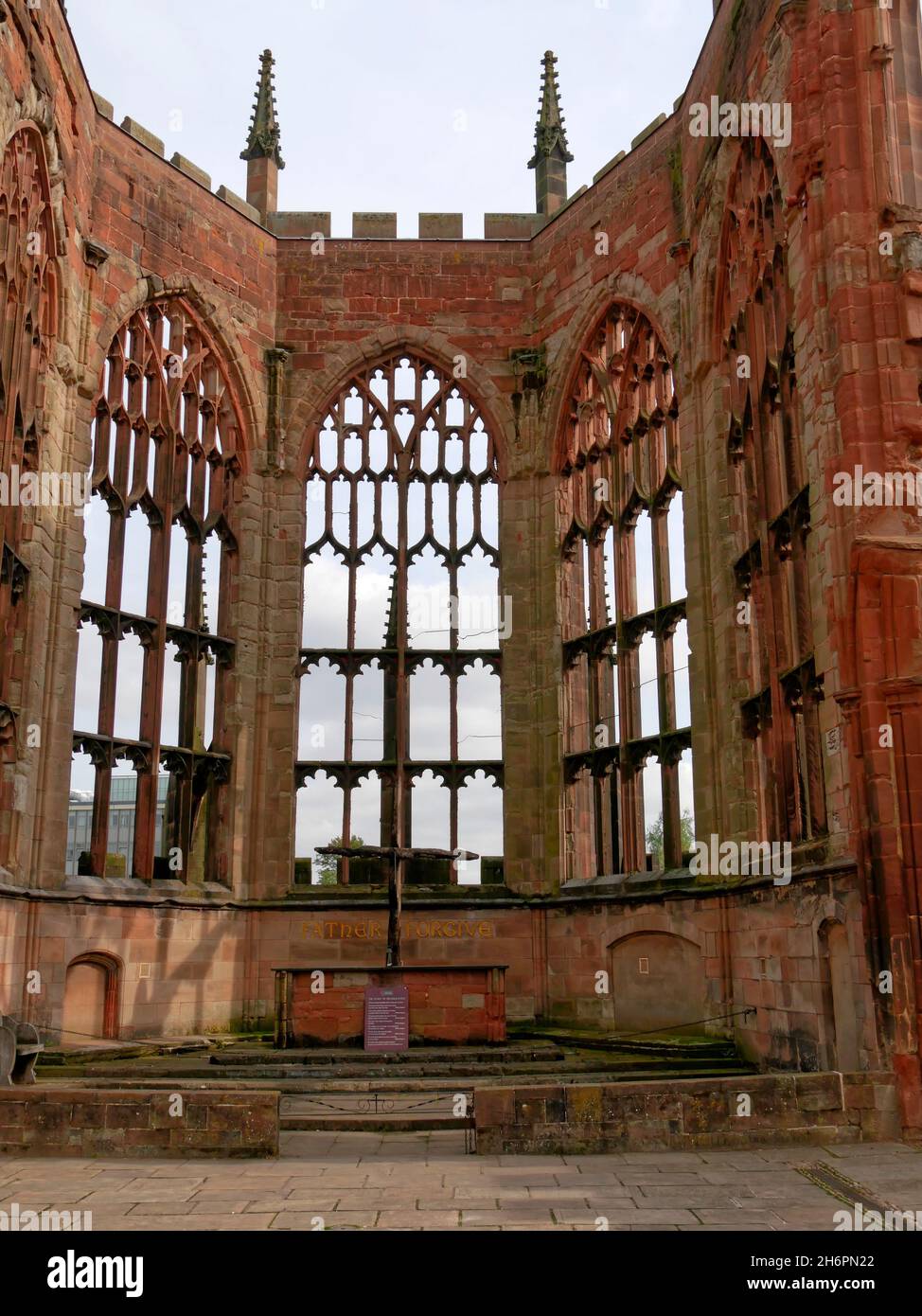 the Altar of the ruined Coventry Cathedral, Cathedral Church of Saint ...