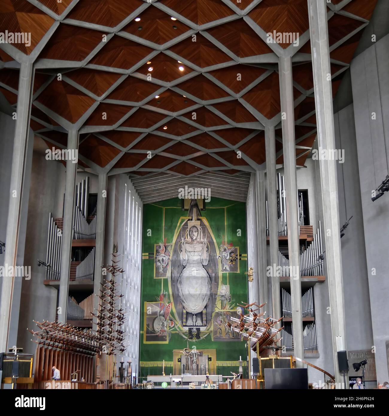 interior of the new Coventry Cathedral, with Christ in Glory in the ...