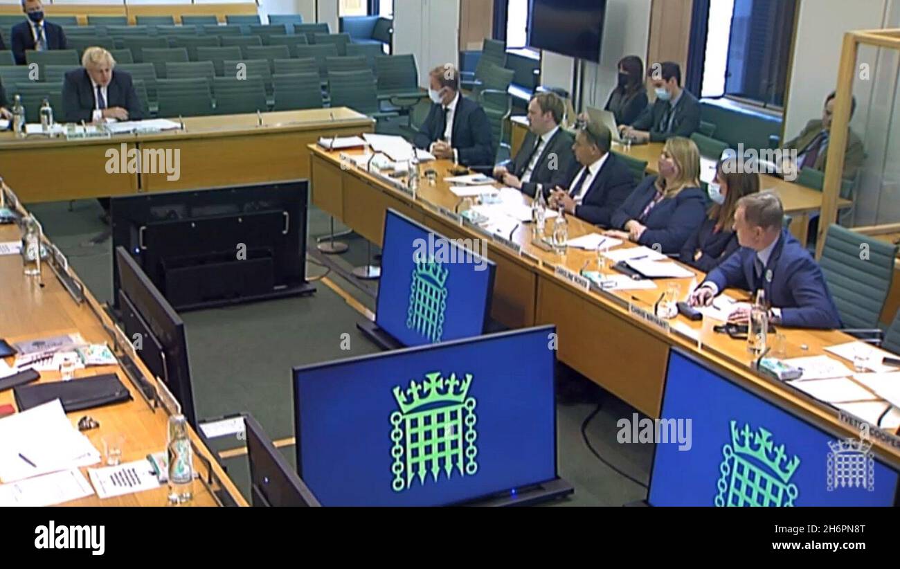 Prime Minister Boris Johnson giving evidence to the Liaison Committee ...