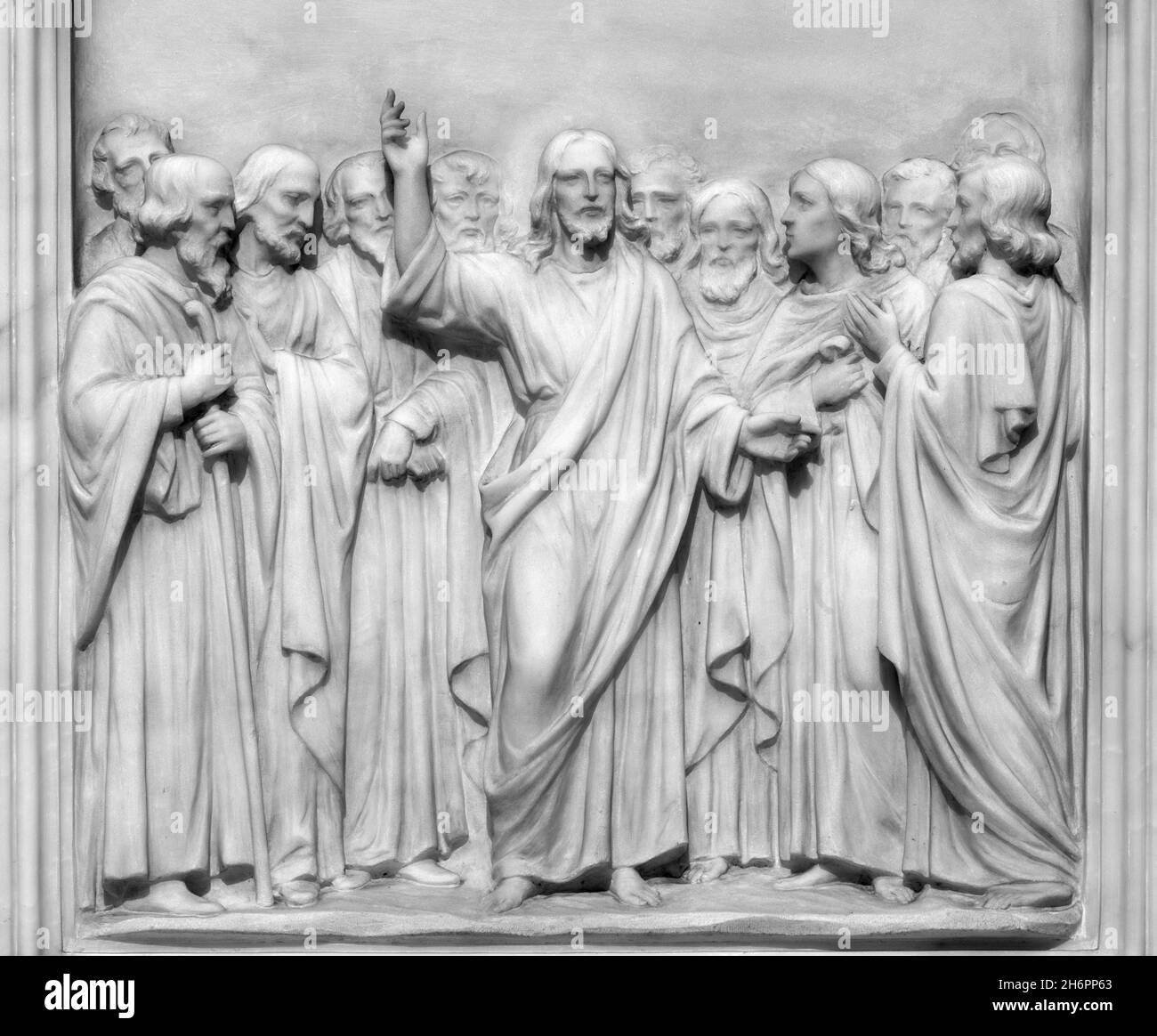 ROME, ITALY - SEPTEMBER 2, 2021: The relief of Jesus among the apostles ...