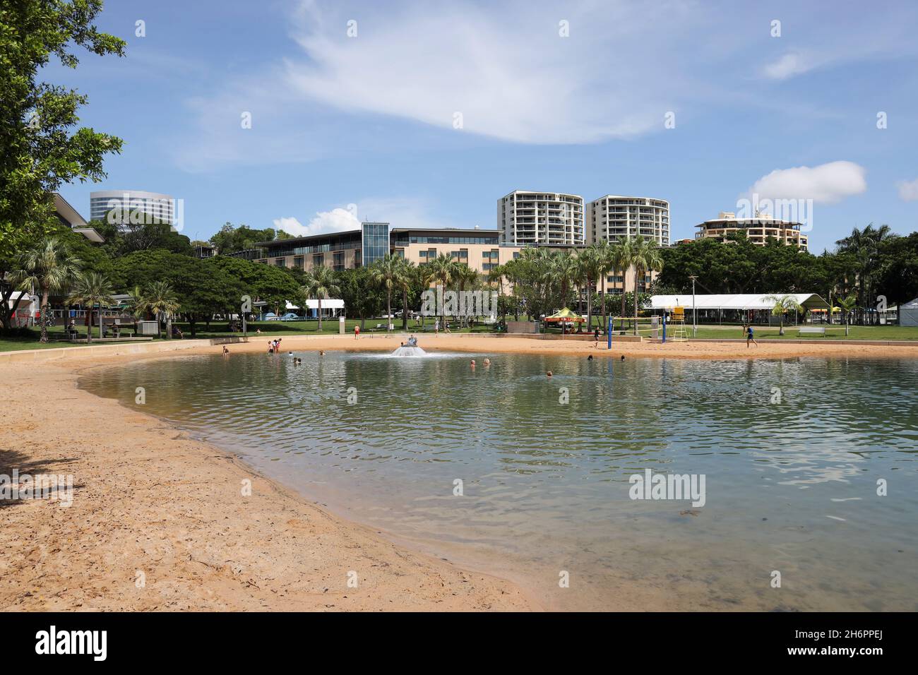 Man made lagoon and beach at the Darwin Water Park, Northern Territory ...