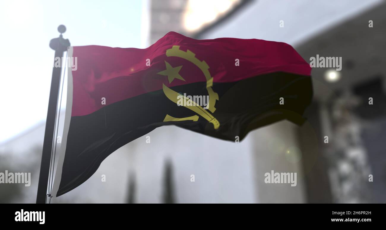 Angola national flag. Angola country waving flag. Politics and news 3D ...
