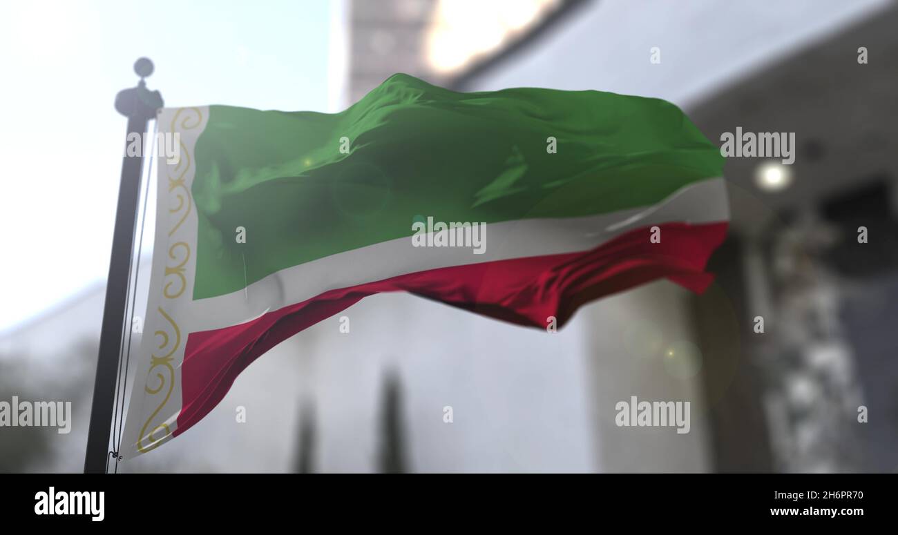Chechen Republic waving national flag 3D illustration Stock Photo - Alamy